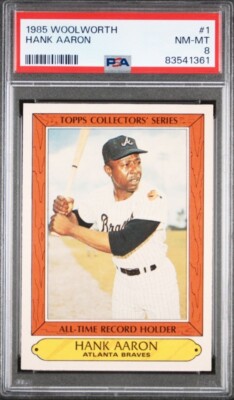 Hank Aaron 1985 Topps Woolworth #1 PSA 8 Braves | eBay