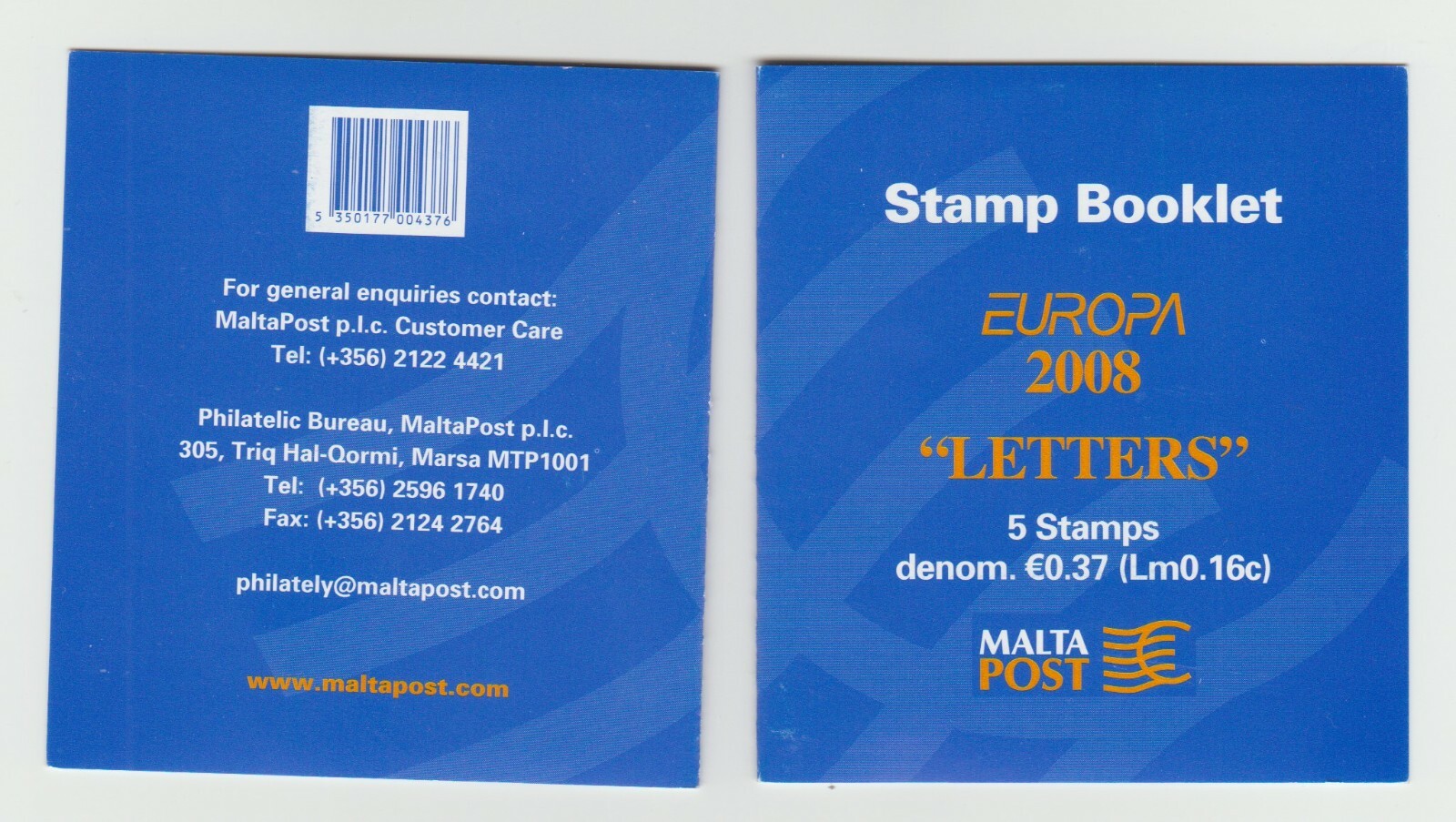 S36762 Malta Europa Cept MNH 2008 Booklet Lettere | eBay