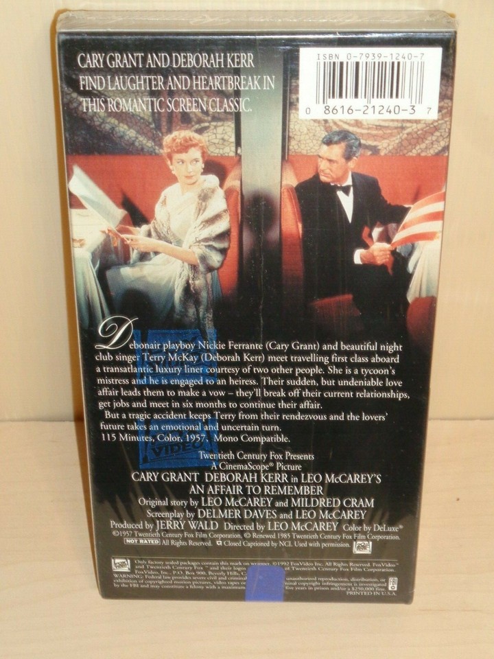 An Affair to Remember (VHS, 1997) - New & Sealed! 86162124037| eBay