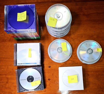 Lot of 118 DVD-R & Cases 47 Verbatim, 9 FujiFilm, 8 Maxwell + Cases, 5 ...