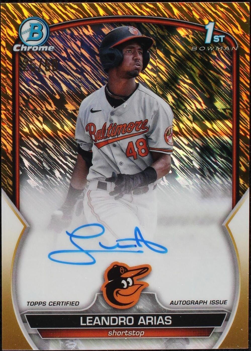 2023 Bowman - Chrome Prospect Autographs Leandro Arias #CPA-LA Gold ...