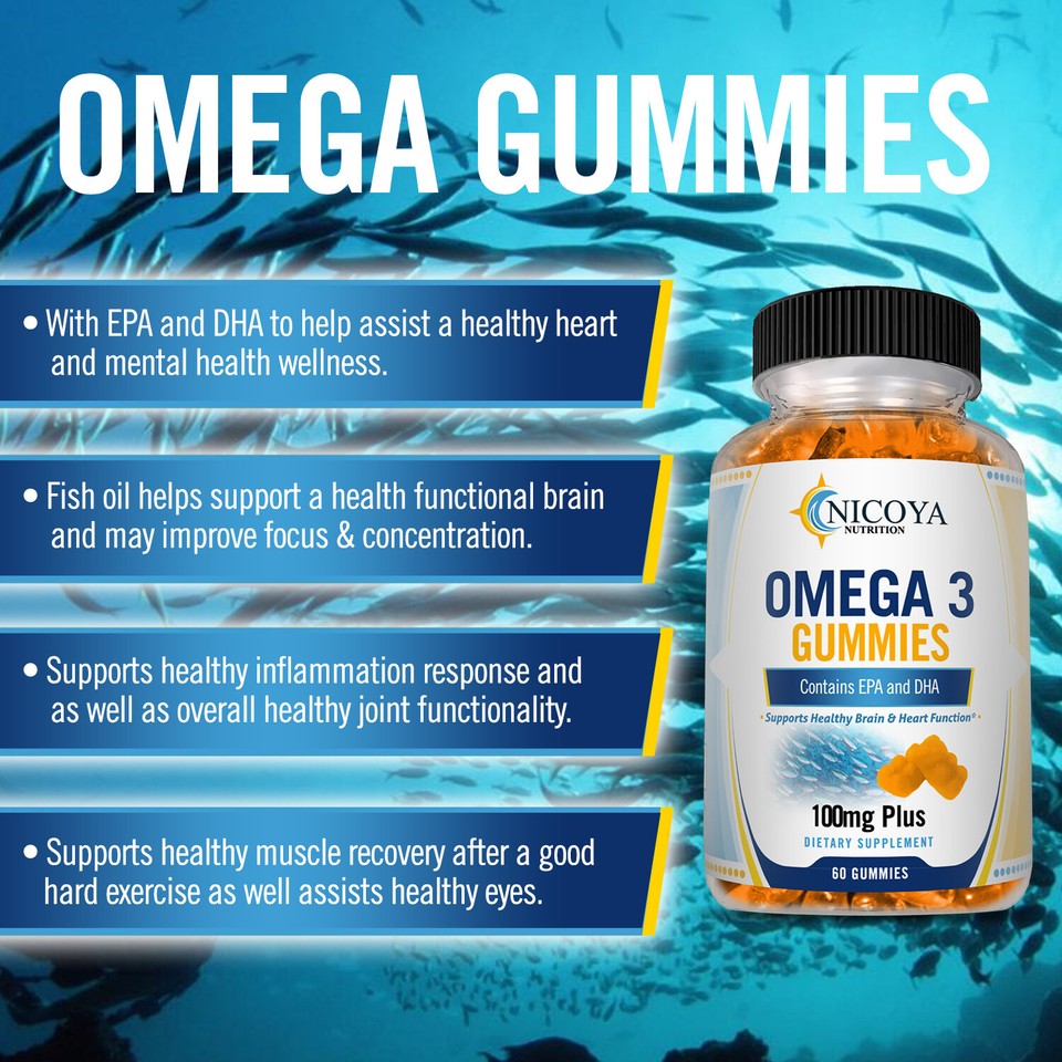 Omega-3 Fish Oil Gummy 100 MG+ | For Healthy Joint, Brain & Heart ...