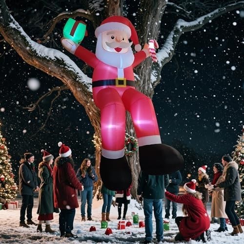 10ft Giant Seated Santa Claus Christmas Inflatable Yard Decor Build-in ...
