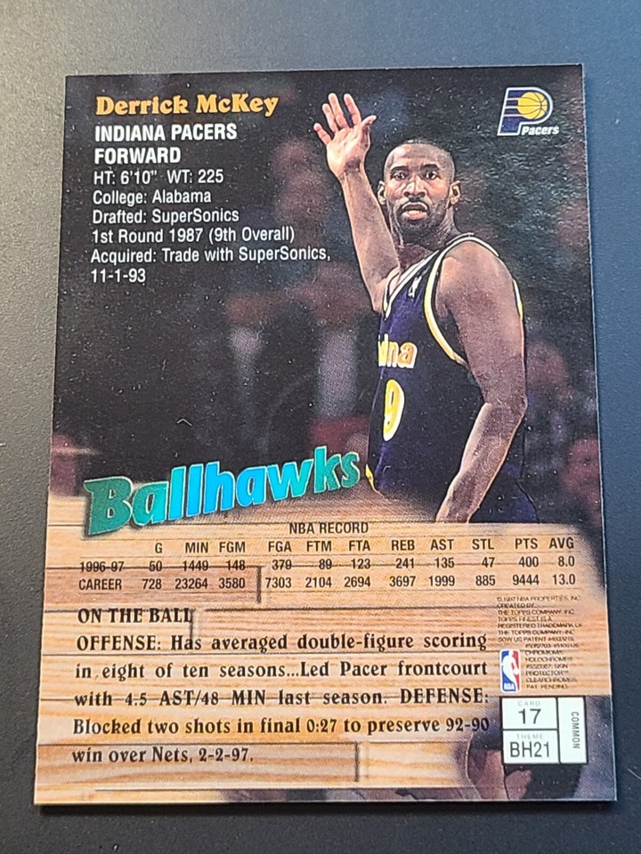 1997-98 Topps Finest Basketball Derrick McKey Indiana Pacers Ballhawks ...