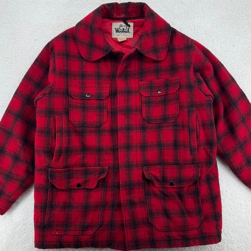 vintage WOOLRICH WOOL SHADOW PLAID MACKINAW HUNTING INSULATED COAT Size ...