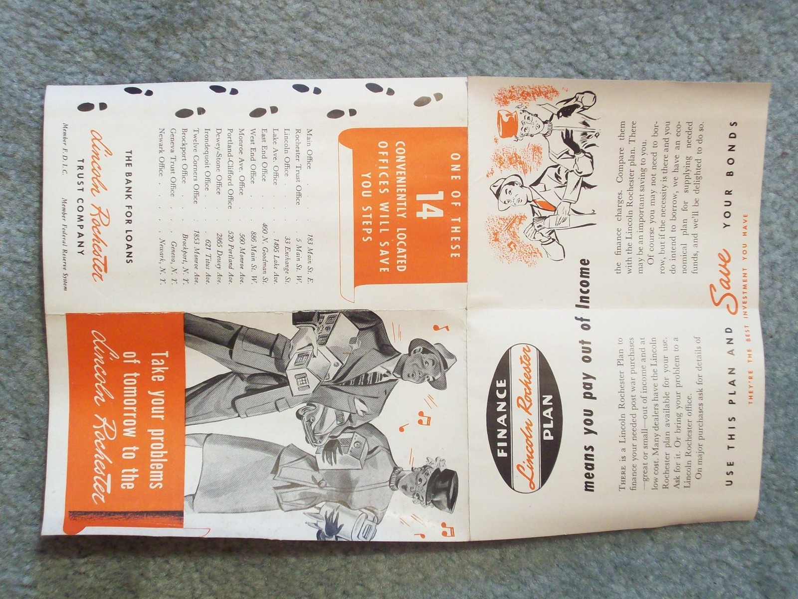 1947 FINANCE PLAN LINCOLN ROCHESTER NEW YORK SAVE YOUOR BONDS BROCHURE ...