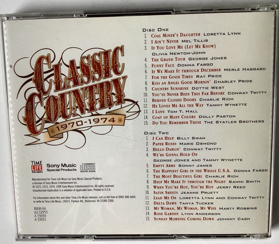 Time Life Classic Country 1950-59 1960-64 1965-69 1970-74 8 Cd Disc Set ...