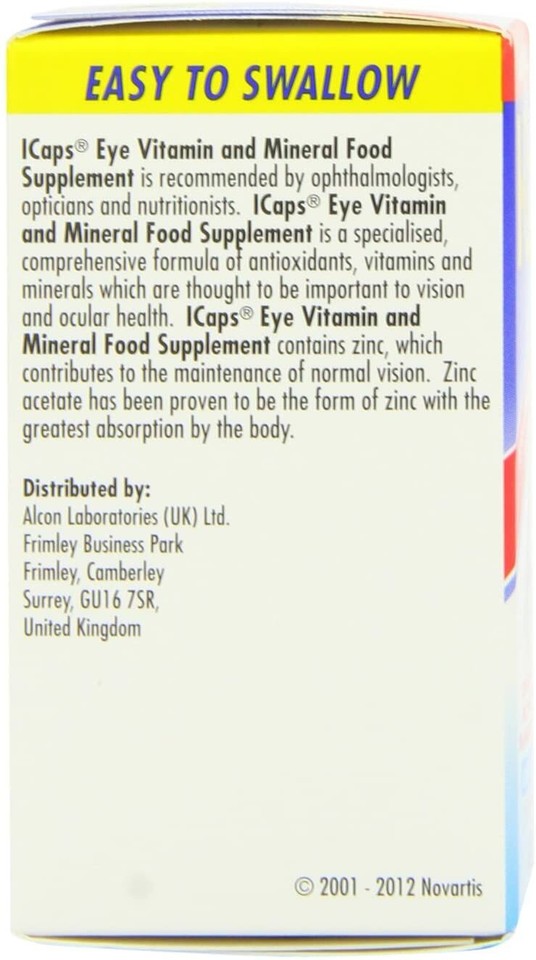 ICaps - Eye & Vision Health Vitamin & Mineral Tablets 30s, (Lutein ...
