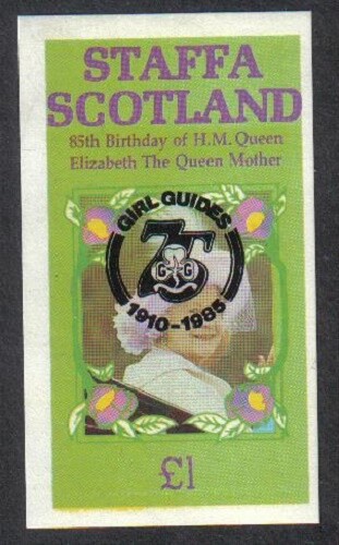 STAFFA 1985 Queen Mother GIRL GUIDES 75th Anniv BLACK OP #1 SS | eBay