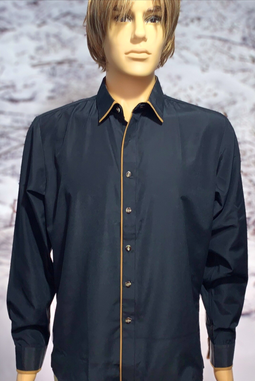 Men’s VSKA Asian XXL Fits Like U.S. M Black Button Down L/S COOL Dress ...