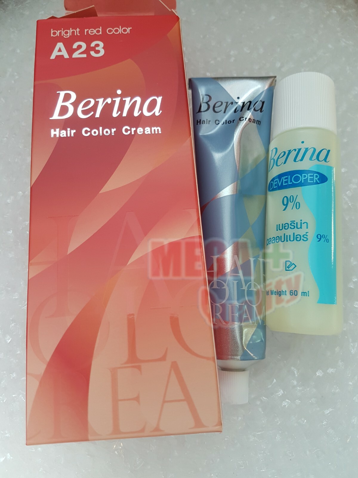 Berina Permanent Hair dye color cream # A23 Bright Red 8850398080342 ...