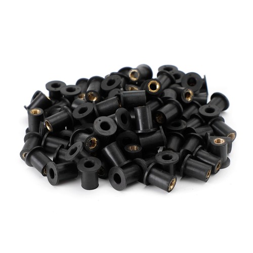 100 X SCREEN & FAIRING RUBBER WELL NUT M5 BRASS WELLNUTS 5MM MOTORCYCLE ...