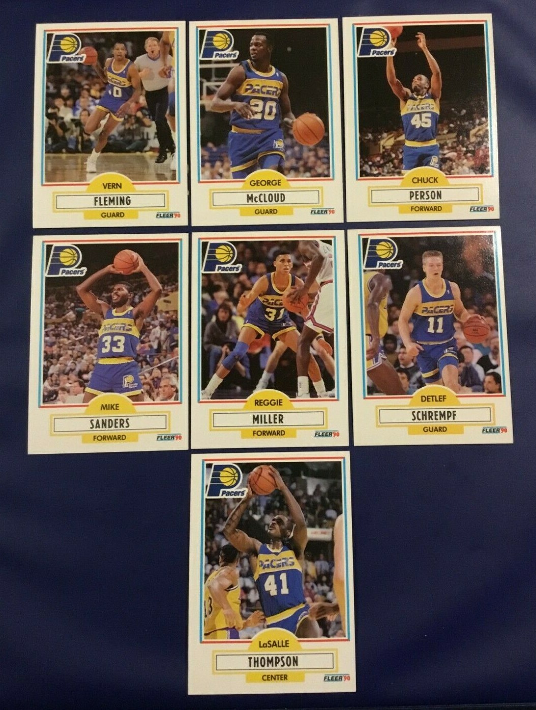 1990-91 Fleer INDIANA PACERS Complete Team Set 7 REGGIE MILLER, PERSON ...