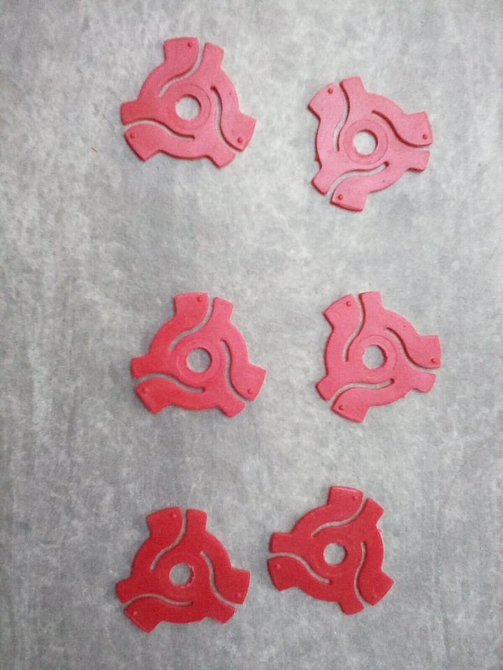 6 Red 7" 45RPM Vinyl Record Single Middle Centre Adapter spiders record ...