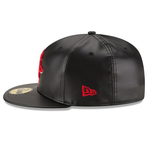 New Era Houston Rockets Fitted Hat Black Faux Leather NBA Official Game ...