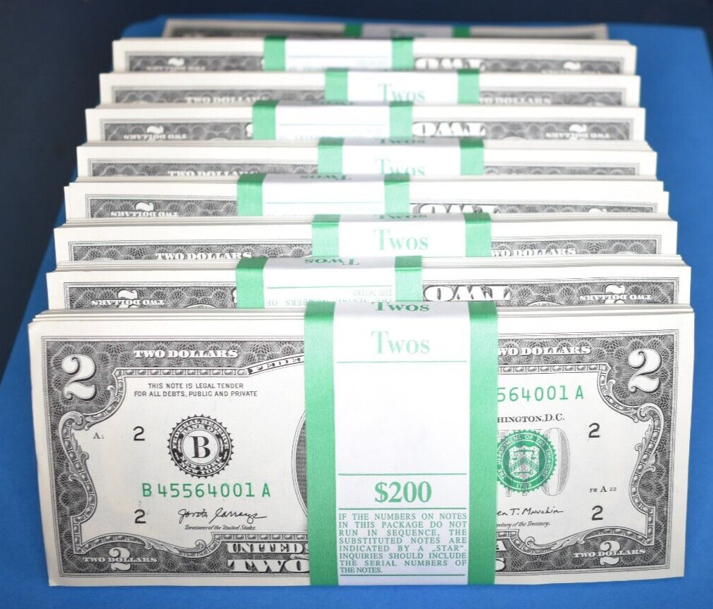 Lot of 5- 2017 Uncirculated/Sequential Two $2 Dollar Bills / Notes New ...