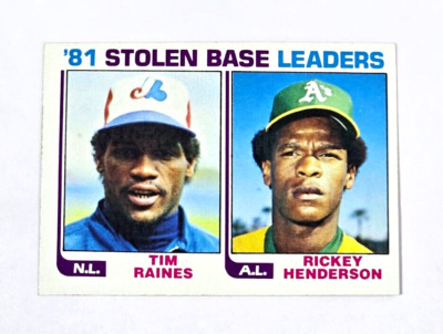 1982 Topps Tim Raines Rickey Henderson Stolen Base Leaders #164 | eBay