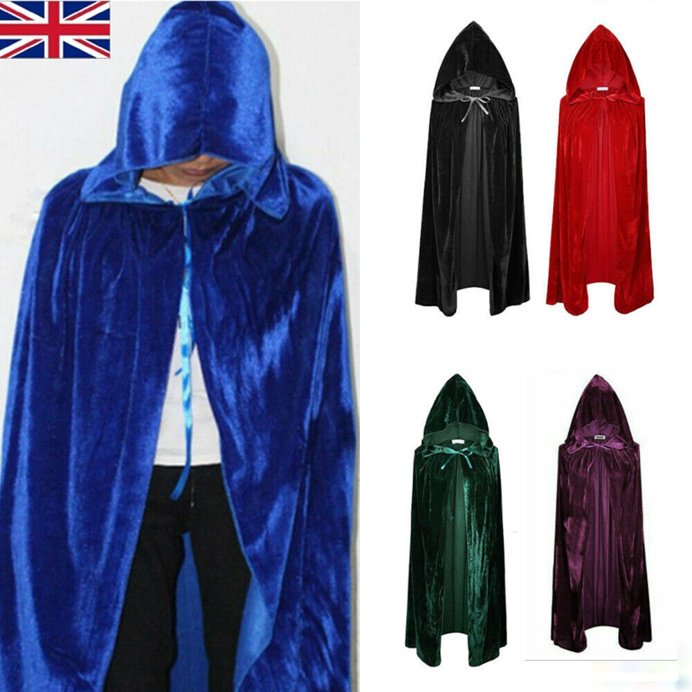 Halloween Adult Kids Hooded Robe Cloak Cape Velvet Party Vampire ...