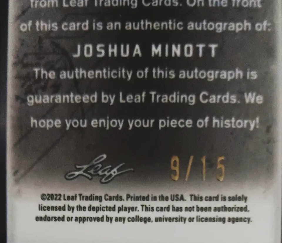 PSA 9 - JOSH MINOTT #d 9/15 Auto 2021 Leaf Metal Autograph BLACK ...
