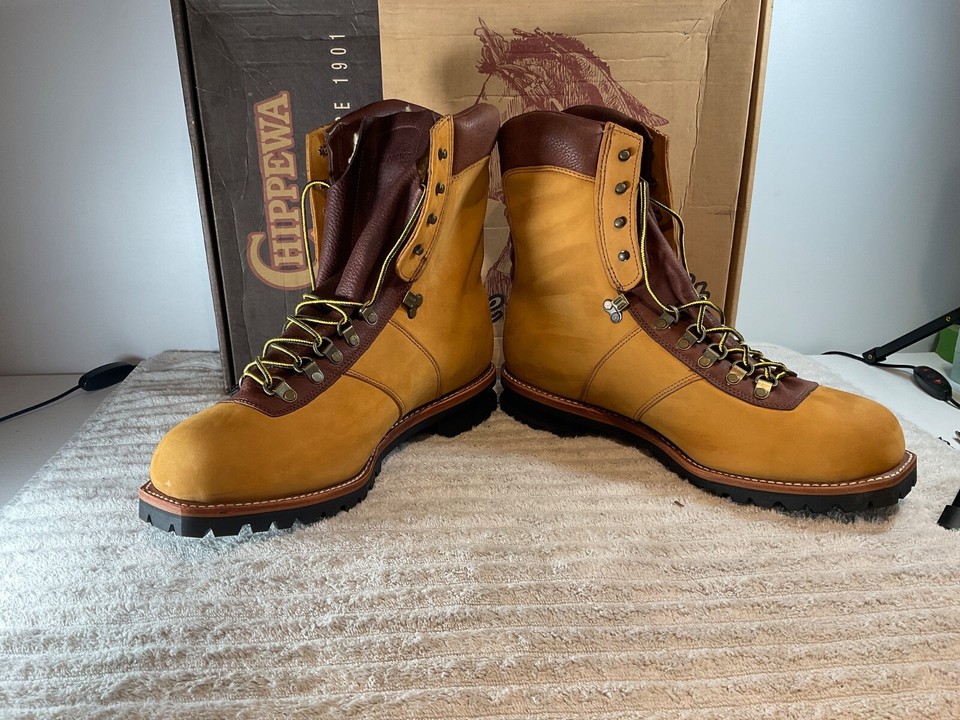 NOS MENS 25467 CHIPPEWA 9” YELLOW NUBUCK MINUS 40 SOFT TOE WORK BOOTS ...