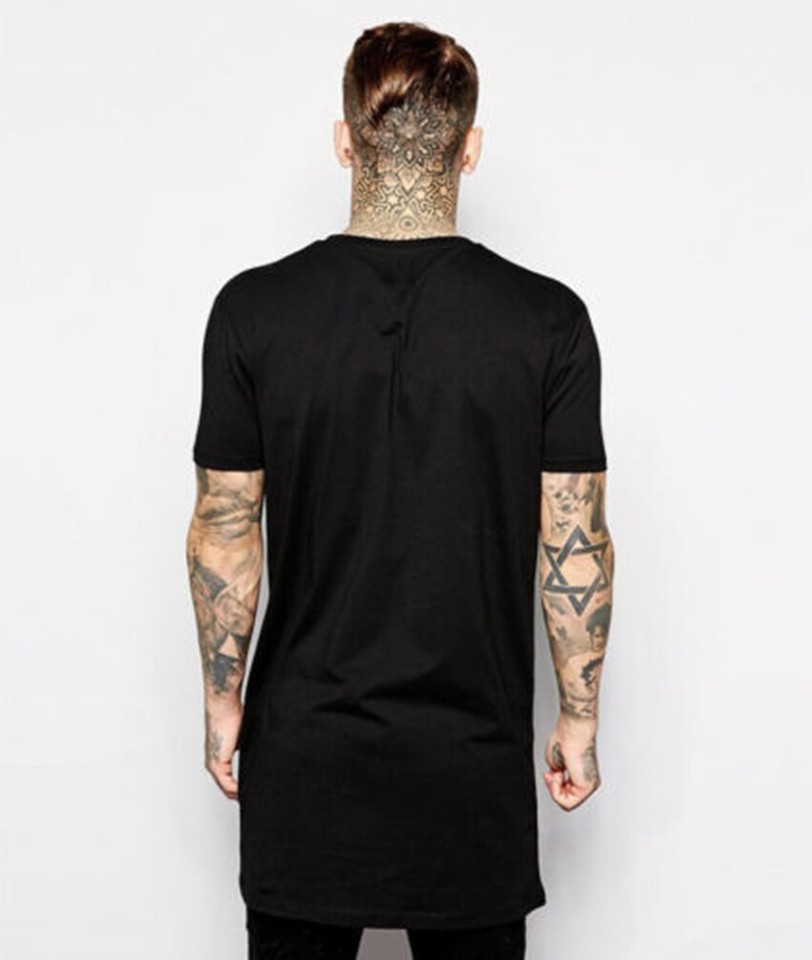 New Mens Hipster Hip Hop Long Drop Tail T Shirts Men Short Sleeve ...