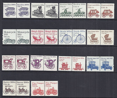 US Transportation Set #1 Complete Set of 14 Pairs 1981-1984, SC 1897 ...