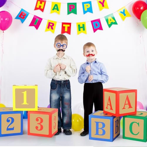 6 PCS Toy Inspire Party Balloon 123 and ABC Party Balloon Boxes Blocks ...