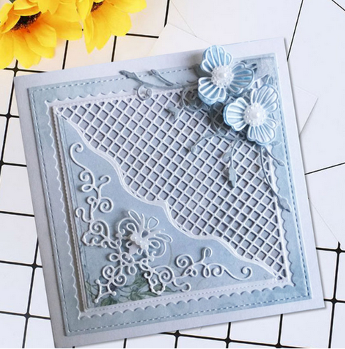 DIY Metal Cutting Die Grid Square Frame Stencil Scrapbooking Dies Paper ...