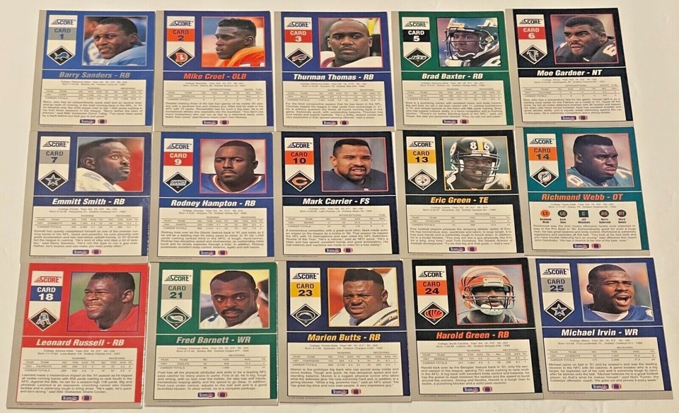 1992 Score Football '90s GRIDIRON STARS Complete Your Set, You Pick One ...