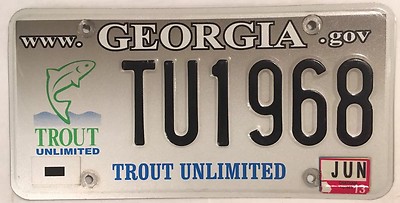 GA WILDLIFE TROUT license plate Fish Fishing River Fly Wildlife ...