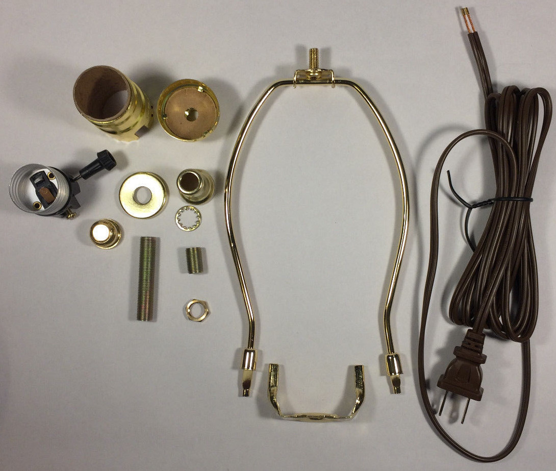 Table Lamp Wiring Kit With 10" Brass Plated Harp, 3 Way Socket,8 ft ...