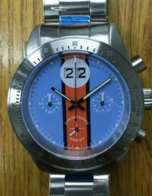 Armida A10 blue Chronograph dial steel bezel watch Shipped from USA | eBay