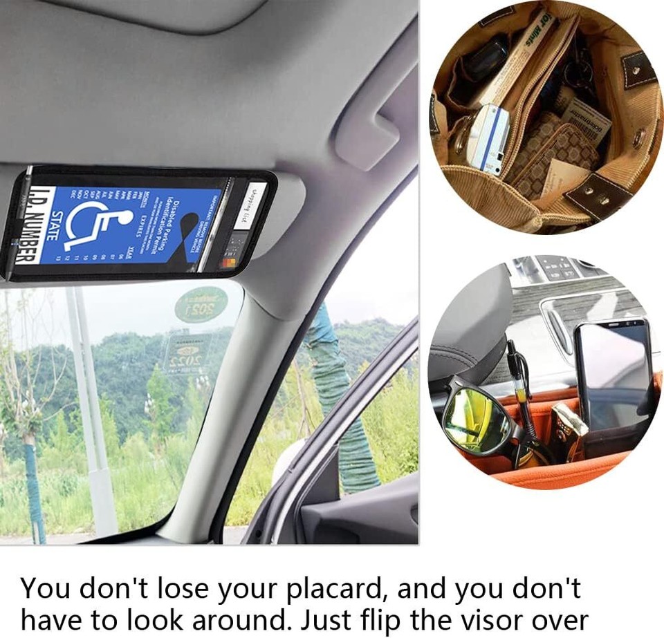Handicap Placard Holder For Auto, 1 Pcs Black Visor Placard Holder, Hand | eBay