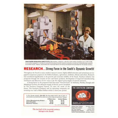 1961 Southern Company: Southern Research Institute Vintage Print Ad | eBay