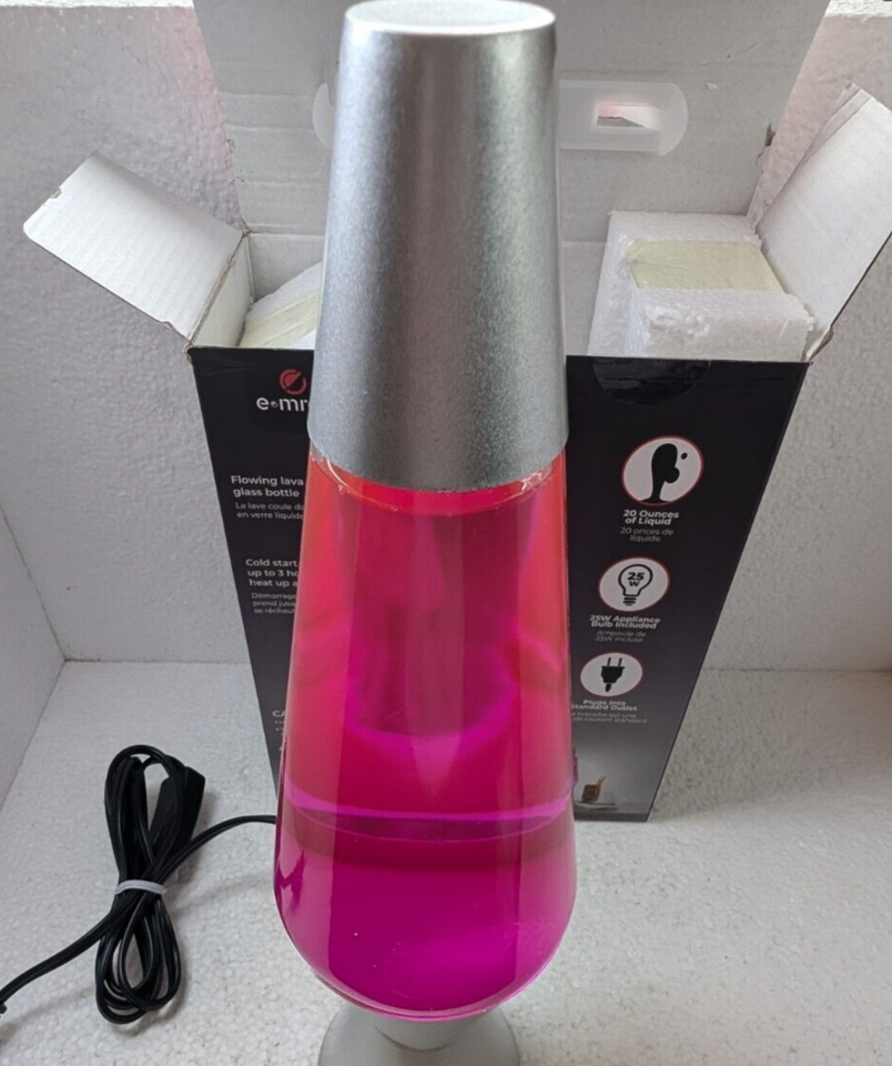 Lava Lamp Volcano Liquid Bright Pink Silver Base Bulb Included 15.5 ...