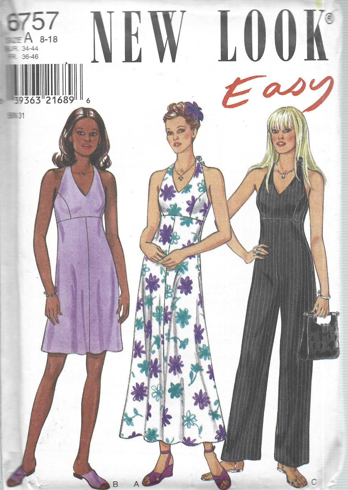Easy NEW LOOK Pattern #6757-Misses Dress and Jump Suit in Sizes 8-18 | eBay