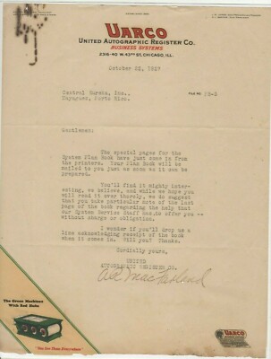 ILLUSTRATED COMMERCIAL LETTER / UNITED AUTOGRAPHIC REGISTER CO ...