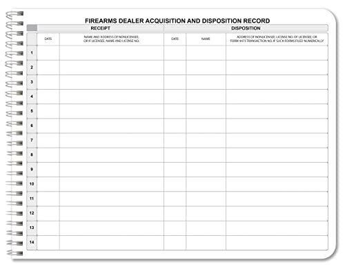 Federal Firearms License Log 100 Pages FFL Book Bound Record Landscape ...