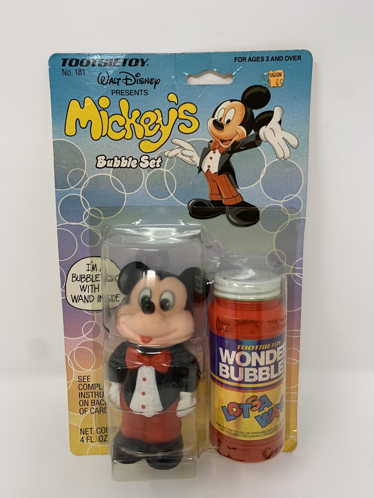 NEW Vintage 1986 Disney Mickey Mouse Bubble Blower By Tootsie Toy READ ...