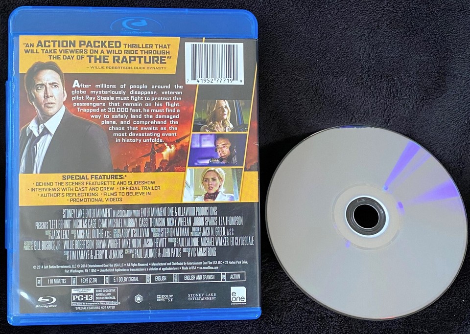LEFT BEHIND Blu-Ray 2015 Nicholas Cage VERY GOOD+ will combine shipping ...