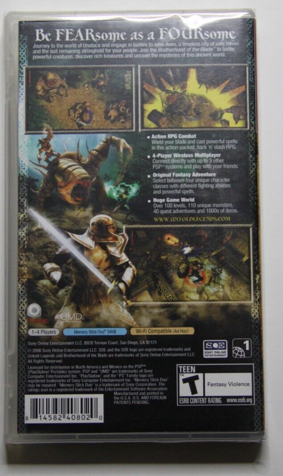 Untold Legends: Brotherhood of the Blade PSP - Greatest Hits (Sony PSP ...