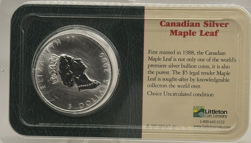 2000 Canada Silver Maple Leaf BU Littleton Packaging Uncirculated #1978 ...