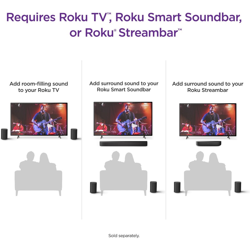 Roku Wireless Speakers for Roku TV, Roku Smart Soundbar, Roku Streambar ...