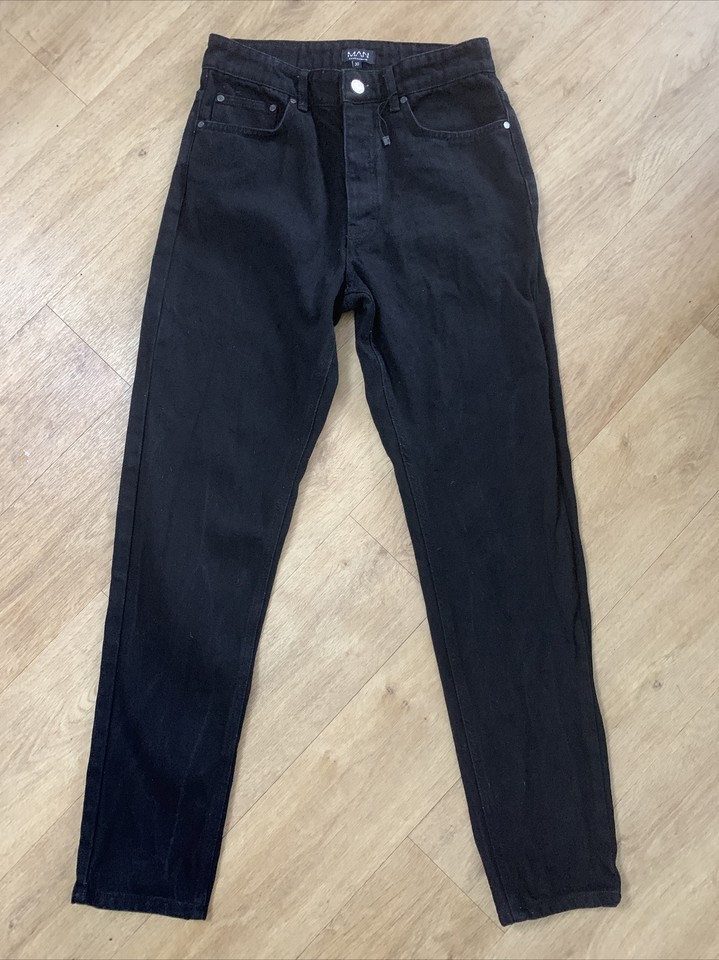 Boohoo Man Mens Tapered Fit Black Denim Jeans W30" L30" RRP £27.99 NEW ...