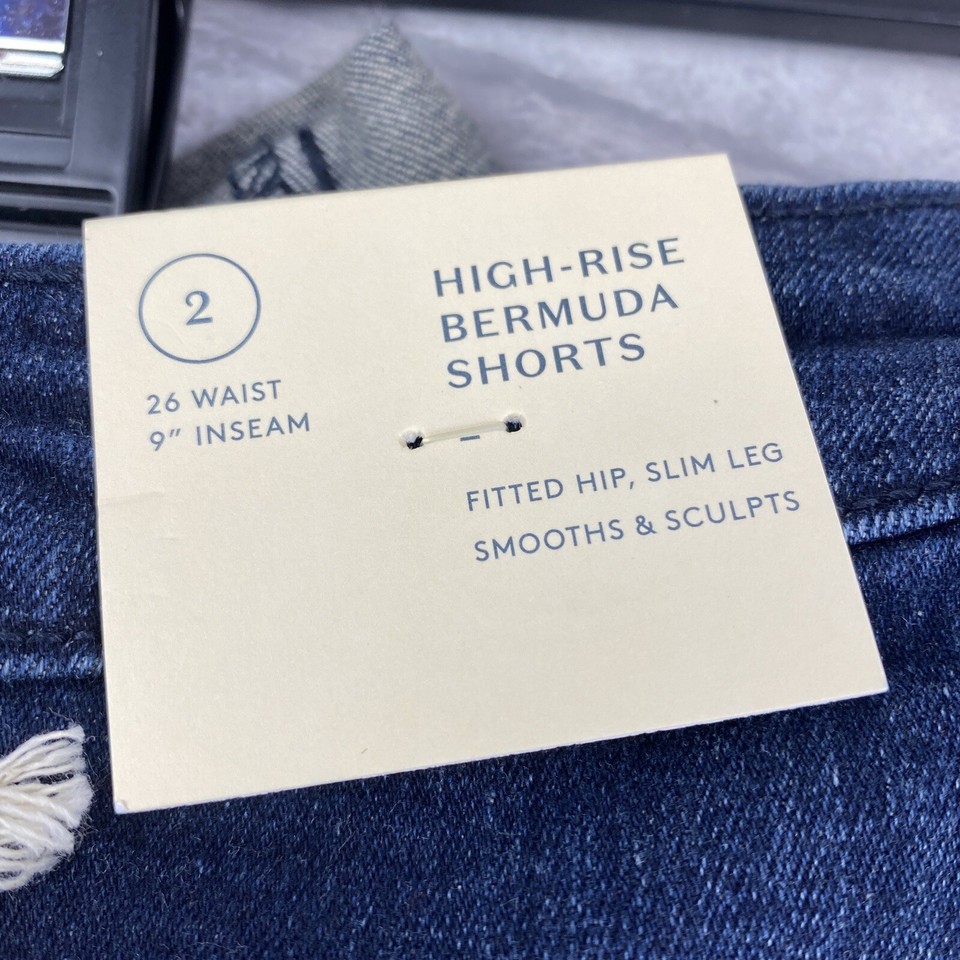 Universal Thread Womens Bermuda Denim Shorts Blue Size 2 Cuffed ...