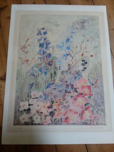 Stunning MONOTYPE (Unique Piece) "Flowers" Signed Simone Ramel (Nancy ...