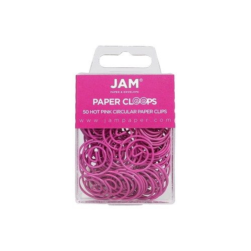 JAM Paper Colored Circular Paper Clips Round Paperclips Hot Pink ...