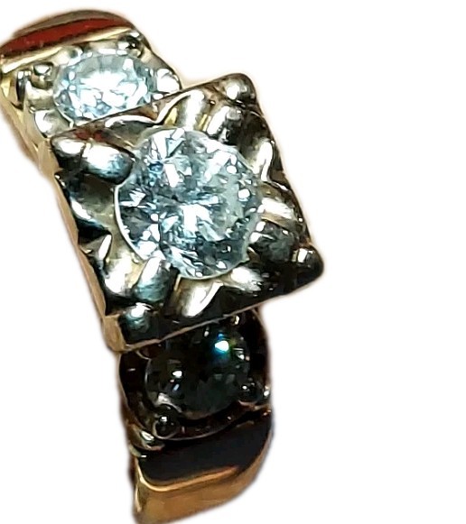80s Engagement Ring Chunky 14k Gold 7gm Vtg Statement Retro 3 Diamonds ...