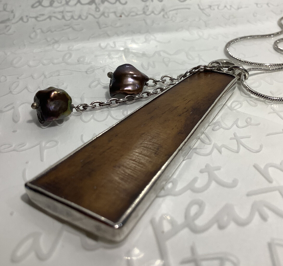 JANICE LEE RIPLEY JLR Handmade 925S Yak Bone & Pearl Pendant Necklace ...