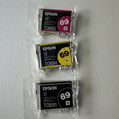 Epson 69 Printer Ink Cartridges Lot NEW T0691 Black, T0693 Magenta ...